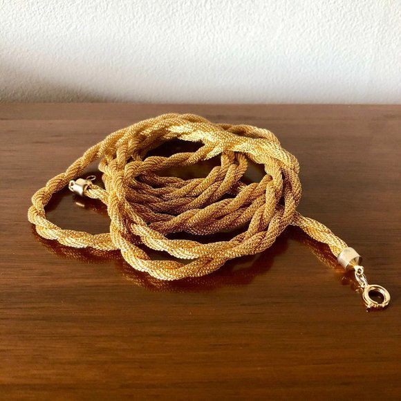 Vintage | Jewelry | Vintage 7s Accessocraft Nyc Long Gold Mesh Chain ...
